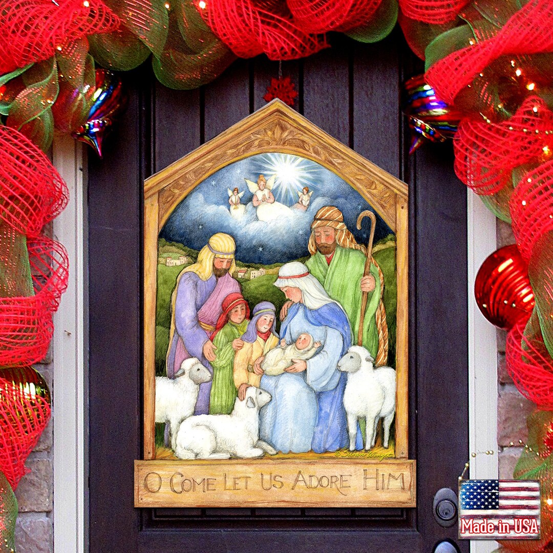 Holy Family Nativity Scene Wall and Door Dcor Christmas Wall Art ...