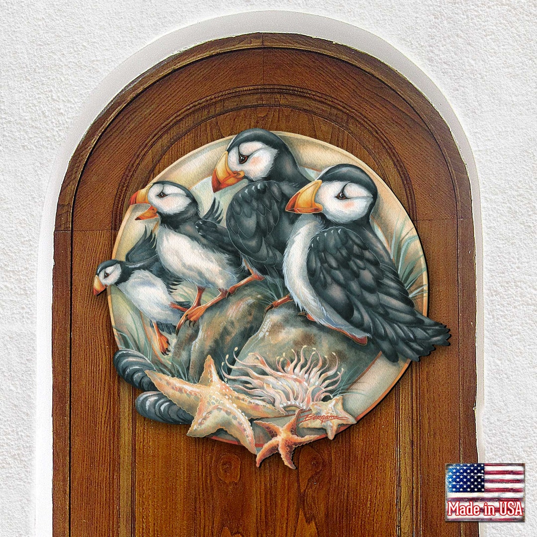 Coastal Clown Puffin Art Holiday Door Decor by Jody Bergsma ...