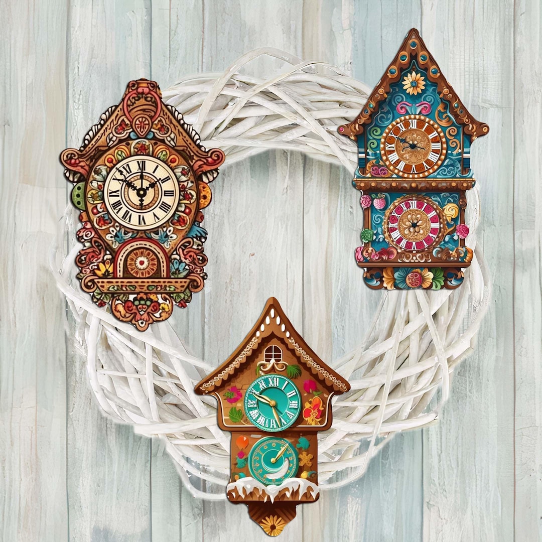 Mini Wall Clock Handcrafted Holiday Ornaments Set of 3 - Festive ...