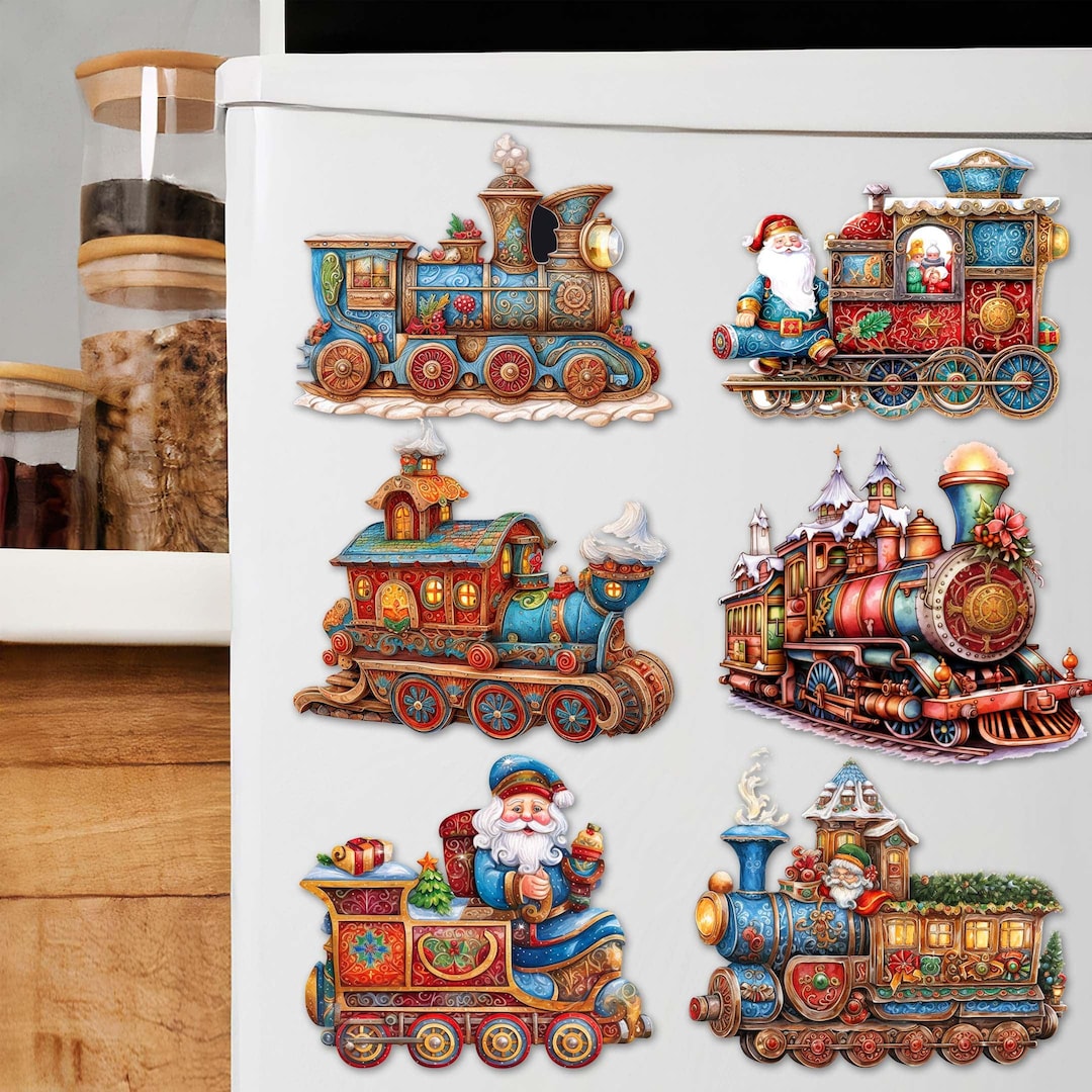 Santa Christmas Train Magnets Gift Set of 6 - Christmas Decor ...