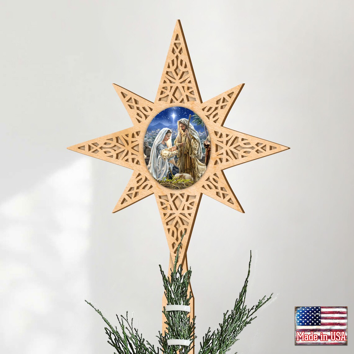 Christmas Tree Topper Nativity Glory to God Wooden Tree | Etsy