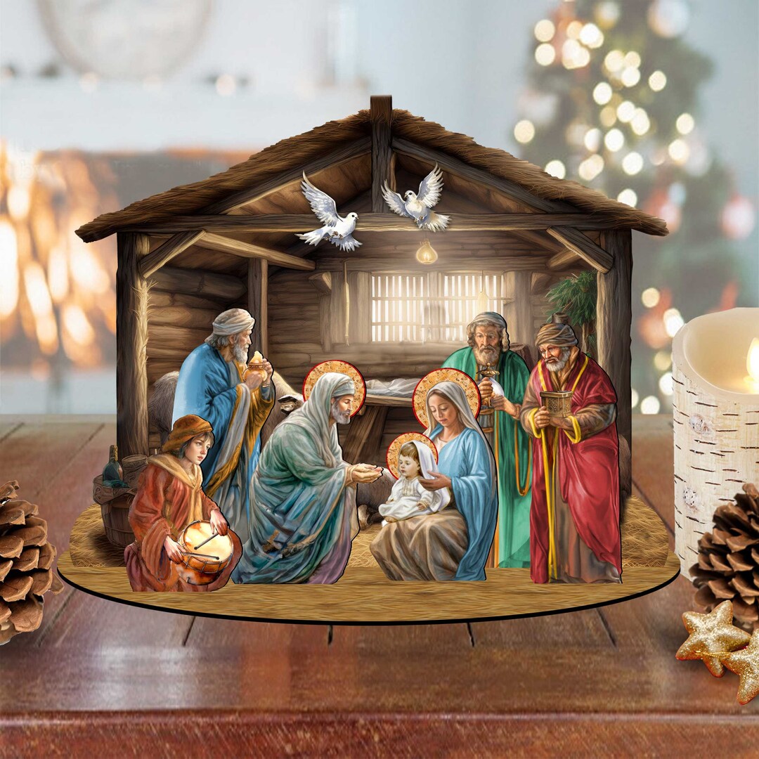 Holy Family Nativity Village Gift Set - Religious Scene Handcrafted ...