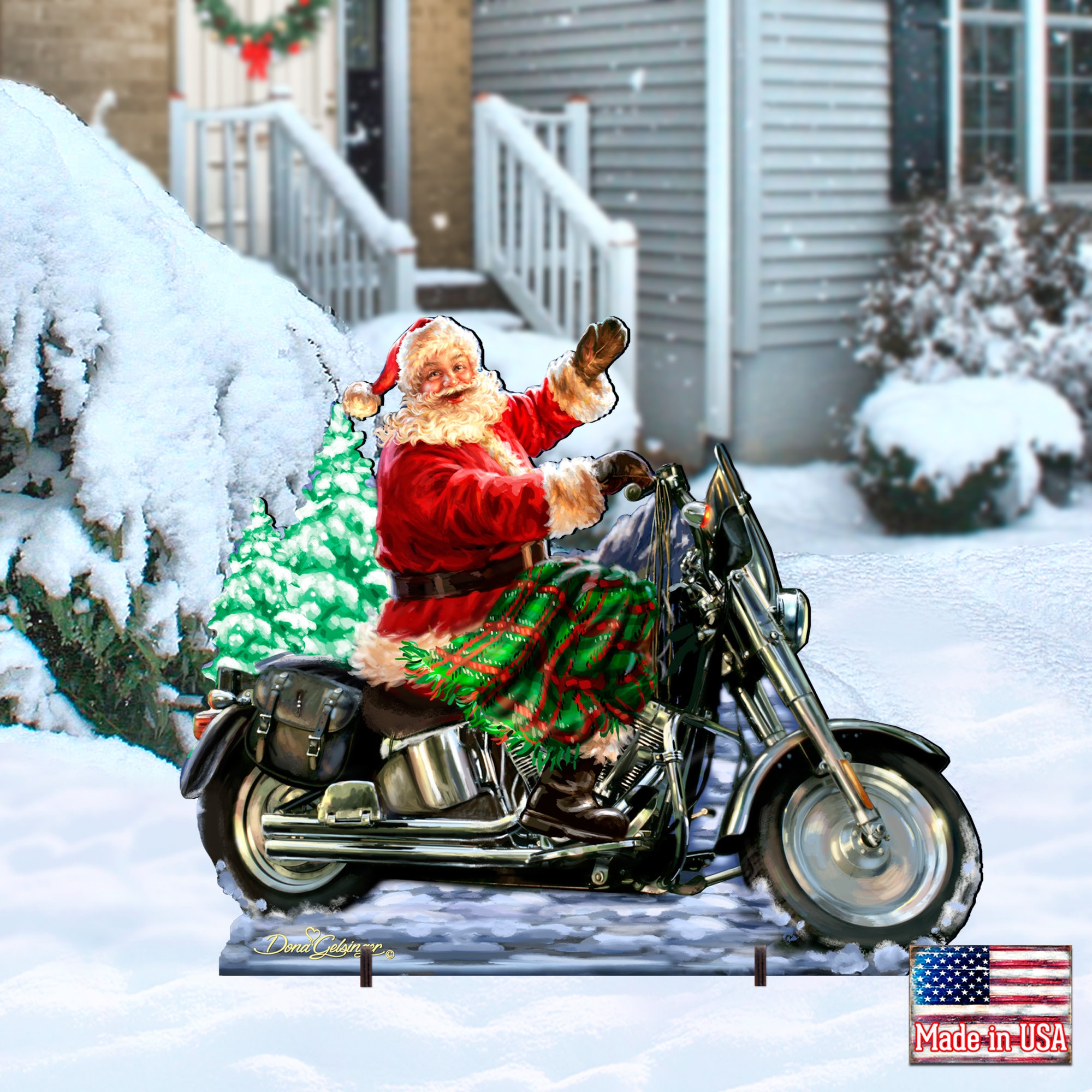 Biker Santa Outdoor Christmas Decor Santa Motorcycle Rider | Etsy