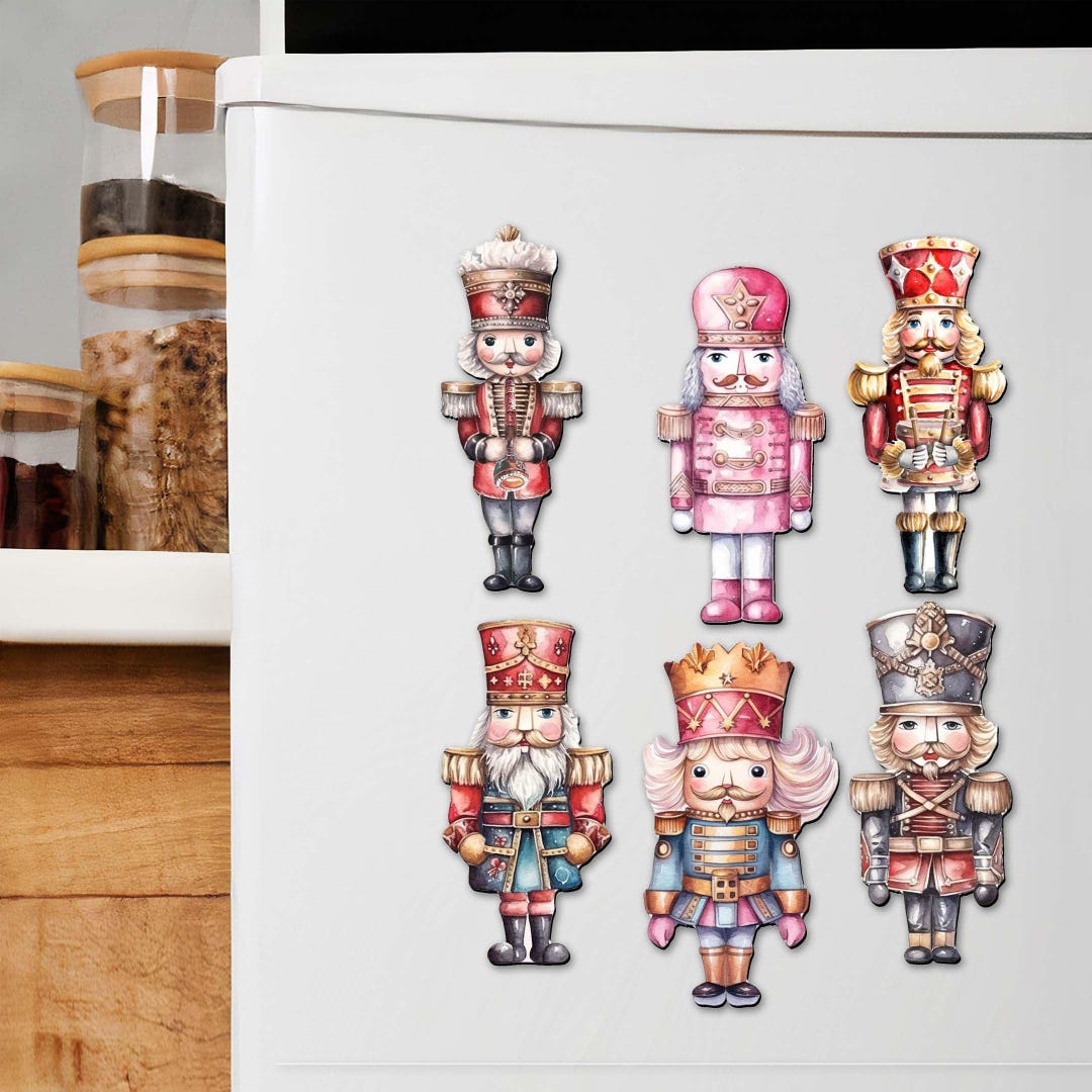 Christmas Nutcracker Magnet Gift Set - Gift Set of 6 Decorative Magnets ...