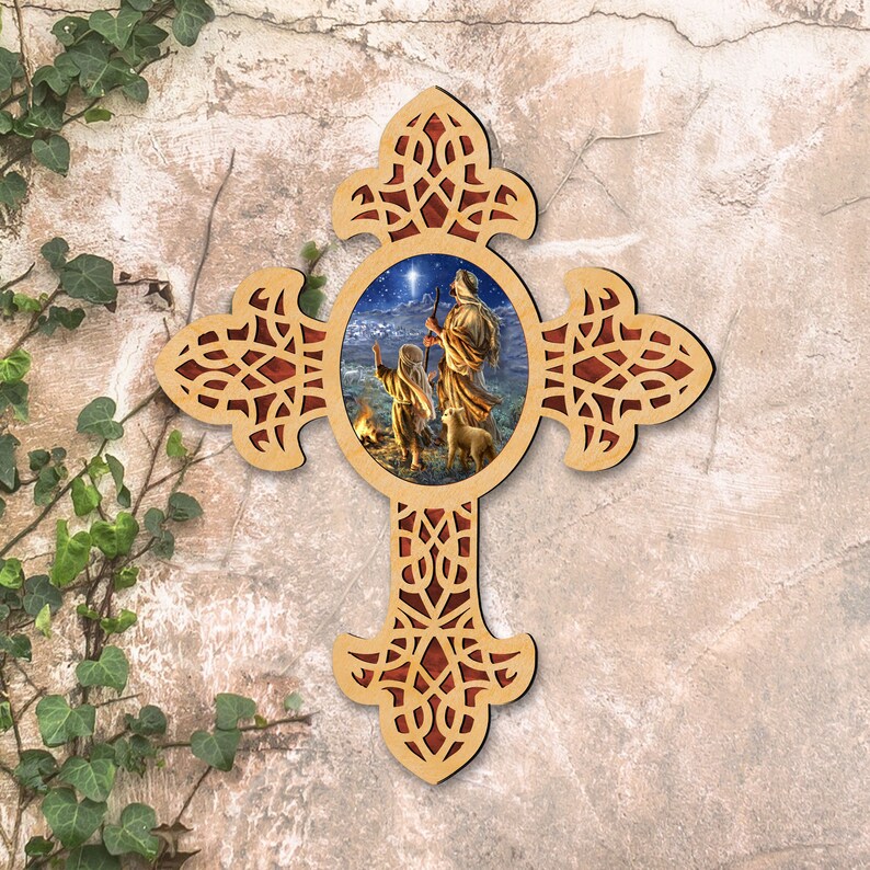 Nativity Wall Cross Nativity Scene Starlight Shepherd Wooden - Etsy