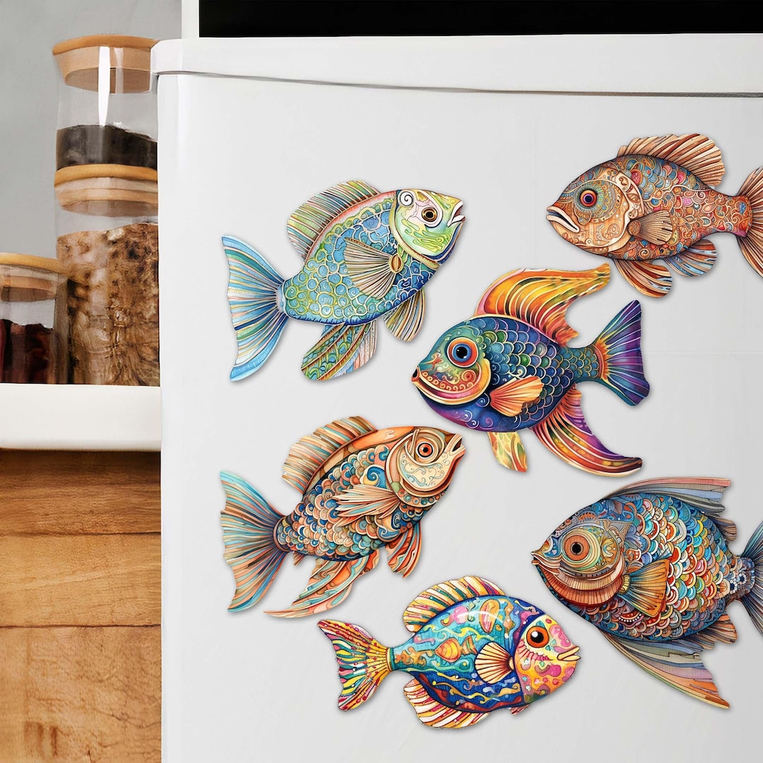 Coastal Fish Magnets - Gift Set of 6 Decorative - 8090034G-S6 ...