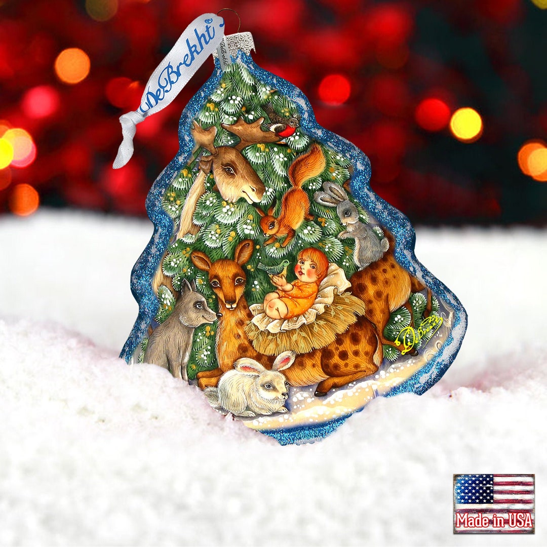 Forest Nativity Mercury Glass Ornament - Handcrafted Holiday Tree Decor ...