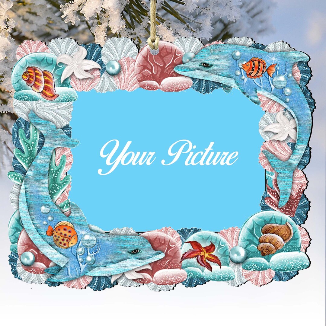 Dolphin Ornament Picture Frame for Photos - 8198519-2PF - Holiday Tree ...