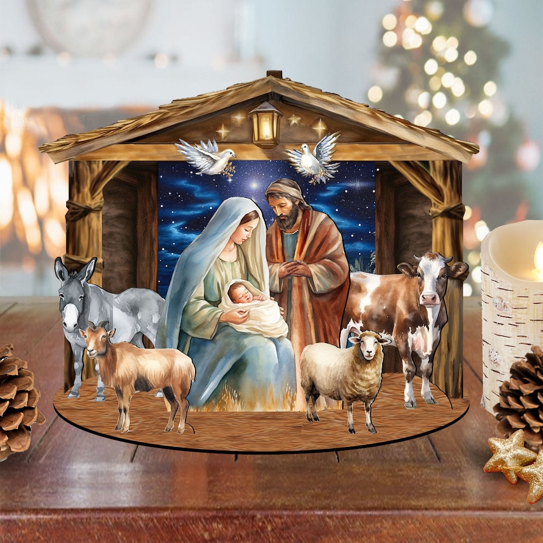 Classic Holy Family Nativity Village Gift Set - Religious Scene ...