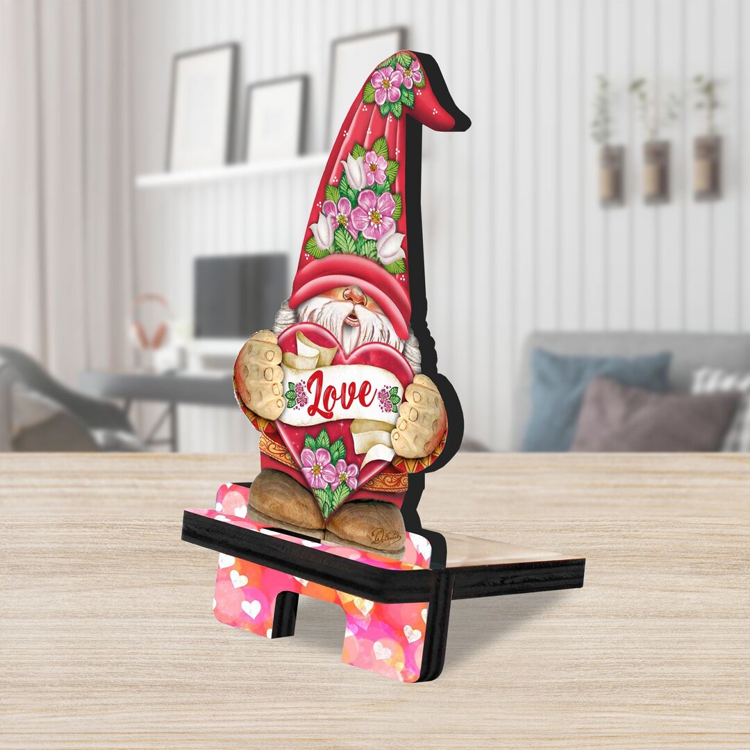 Cell Phone Stand Love Gnome Phone Stand Family Décor Wood Mobile Tablet ...