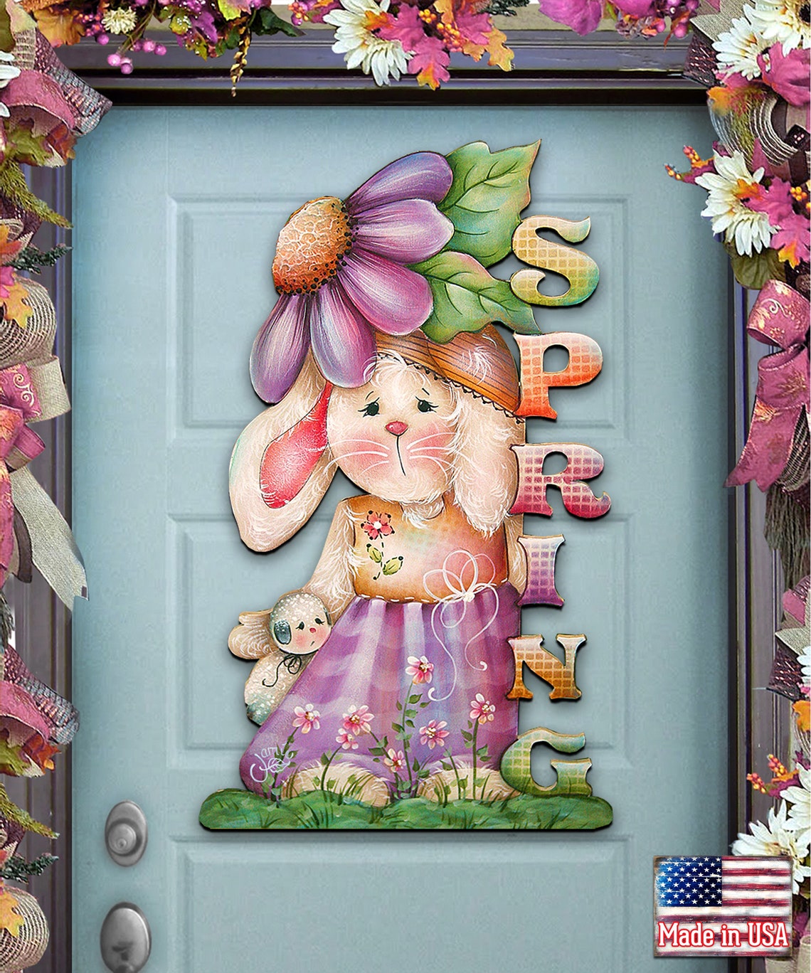 Spring Decorations Easter Bunny Spring Decor Wooden Door - Etsy