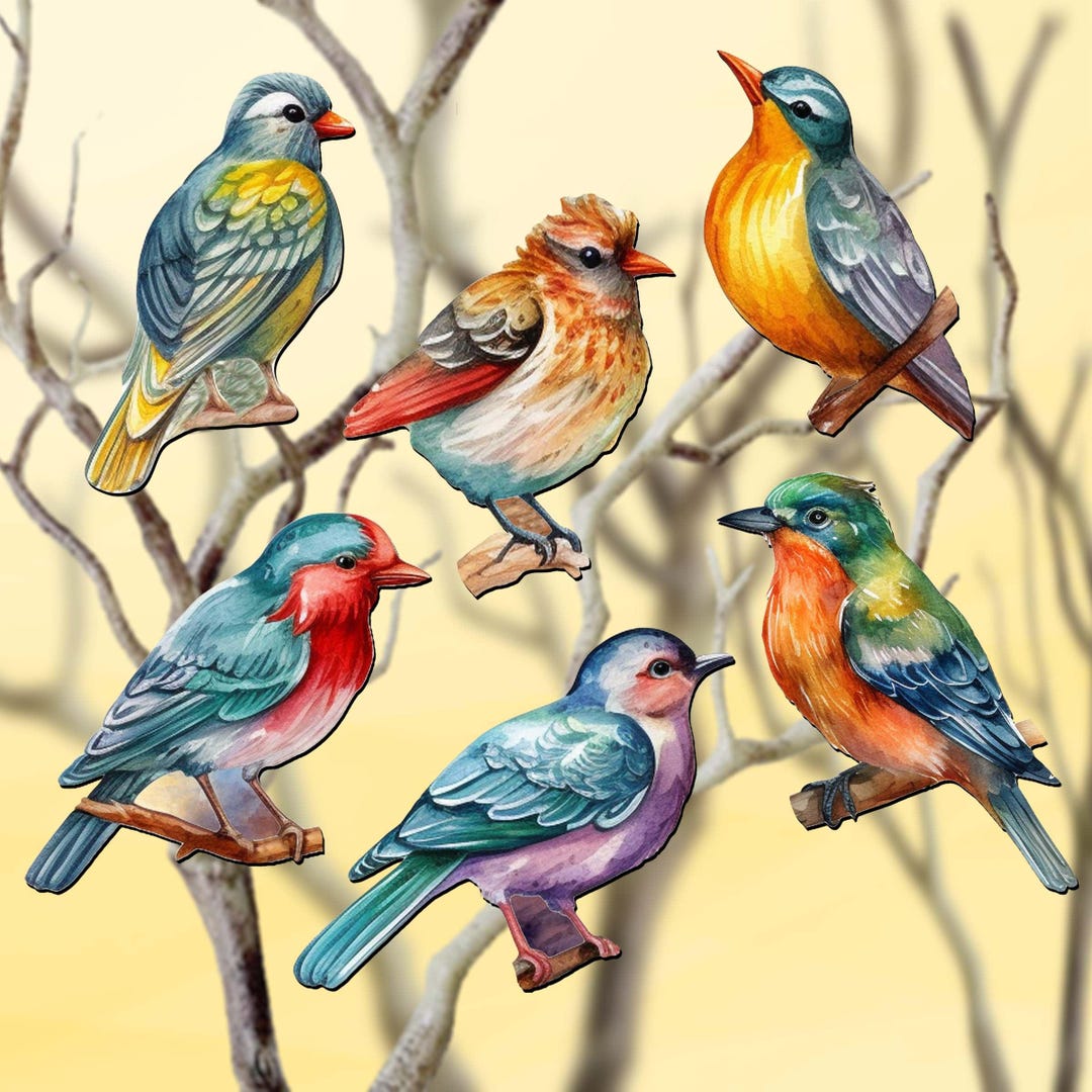 Forest Birds Clip-on Ornaments Gift Set of 6 - Christmas Decor ...