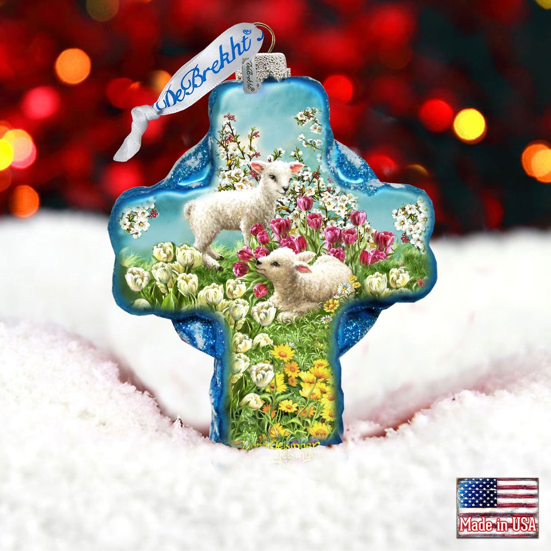 Cross Sheep and Flower Mercury Glass Ornament Dona Gelsinger Art - 758 ...