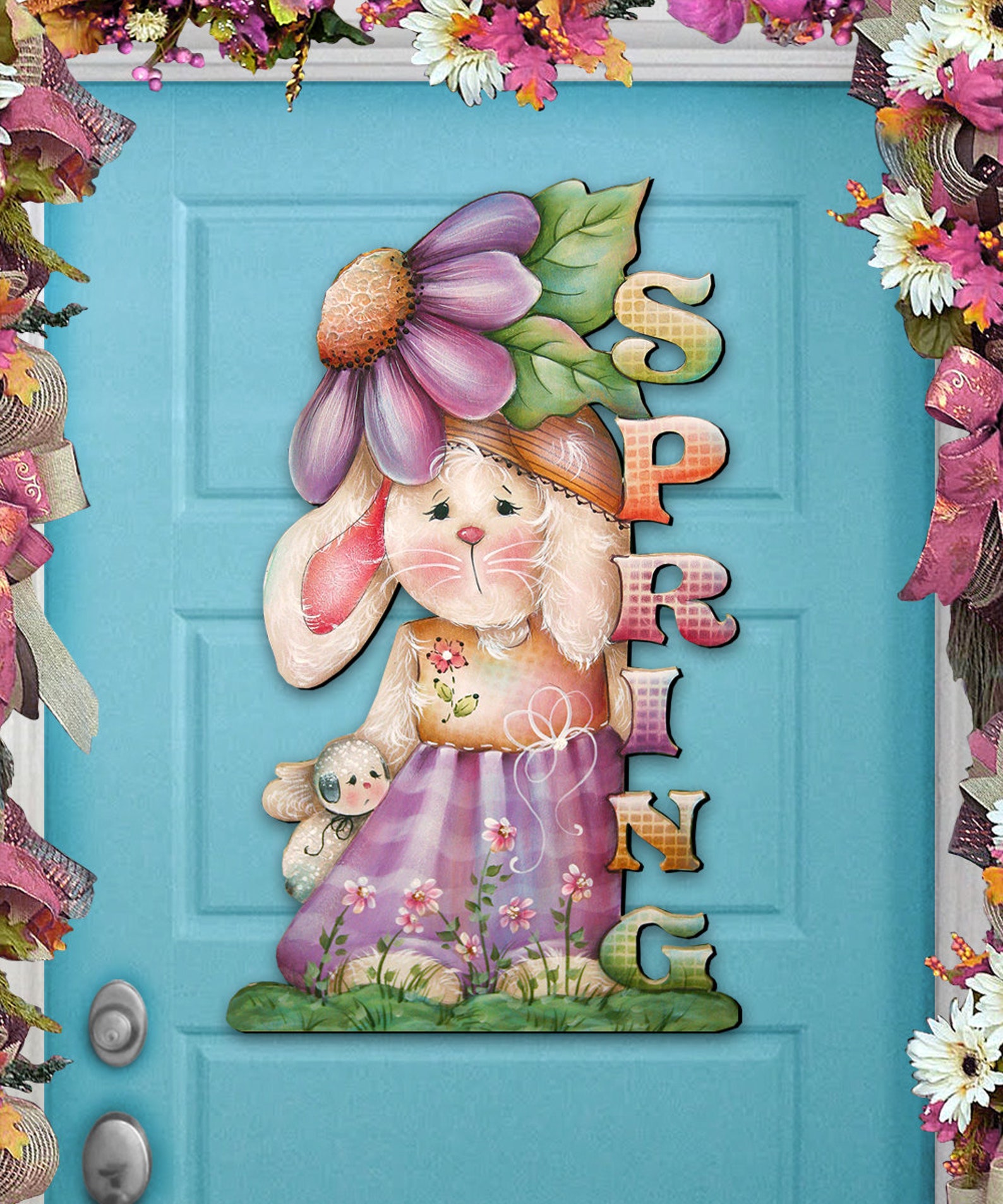 Spring Decorations Easter Bunny Spring Decor Wooden Door - Etsy
