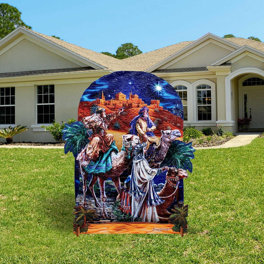 65-inch Three Kings Journey Outdoor - Nativity Wooden Handcrafted ...