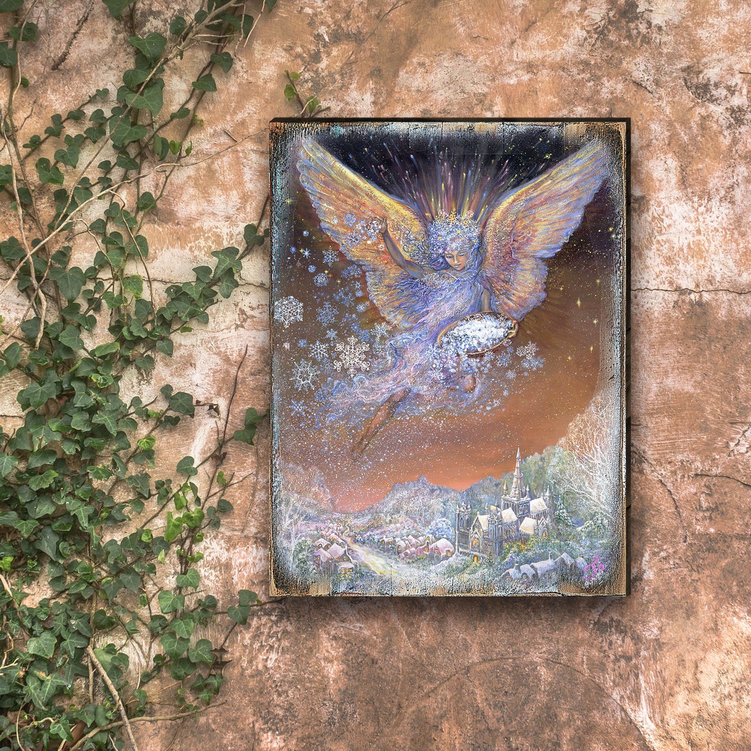 Snow Angel Wall Art on Reclaimed Handcrafted Wood Block House Decor ...