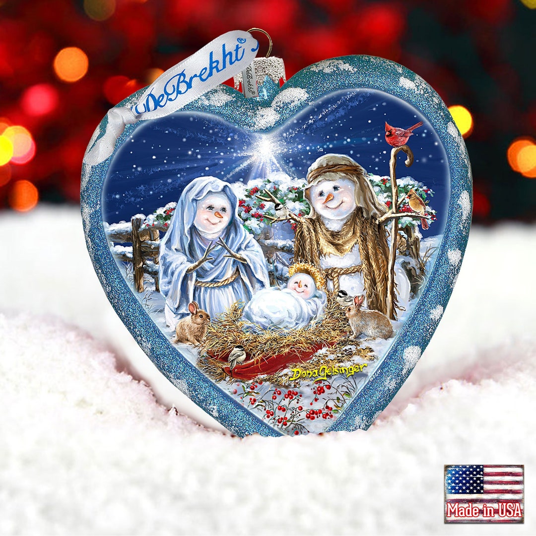 Snow Family Nativity Heart Mercury Glass 5-inch Limited Edition ...