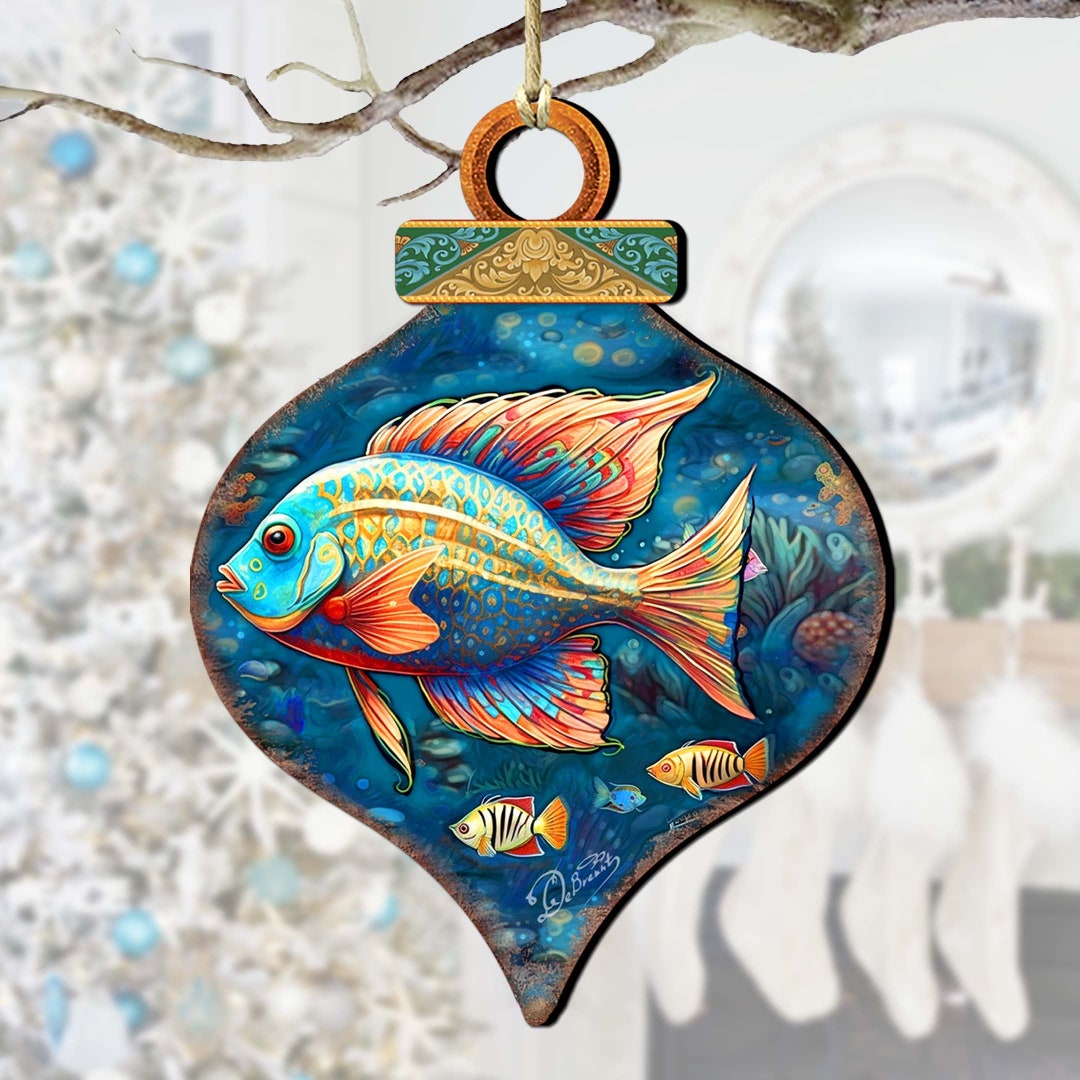 Coastal Exotic Fish Ornament - Holiday Decor - Coastal Christmas Tree ...
