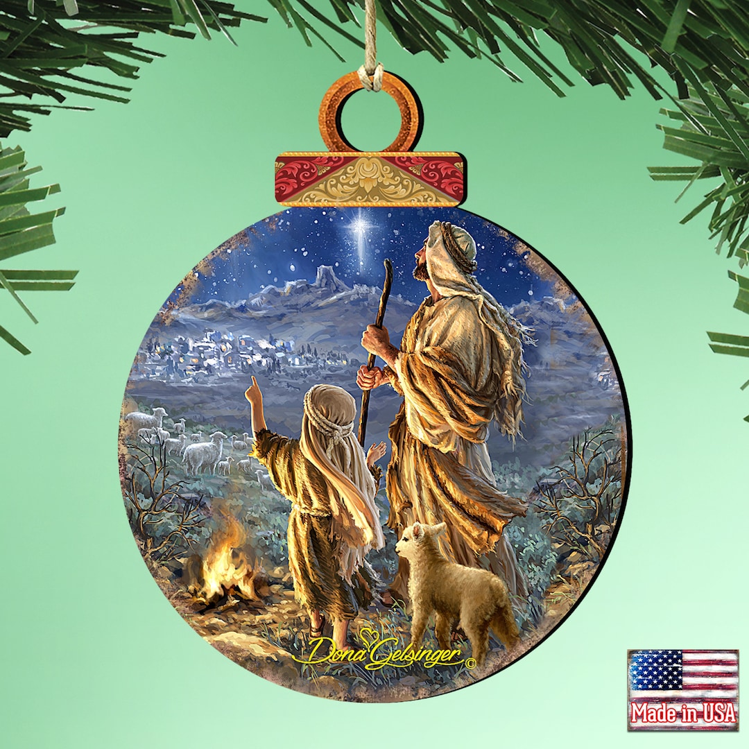 Shepherds Keeping Watch Ornament Donna Gelsinger Art - Religious Gift ...