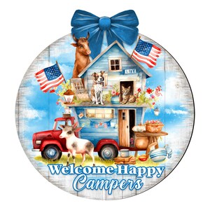 Welcome Happy Campers Sign - Front Door Welcome Sign - Main Entrance ...