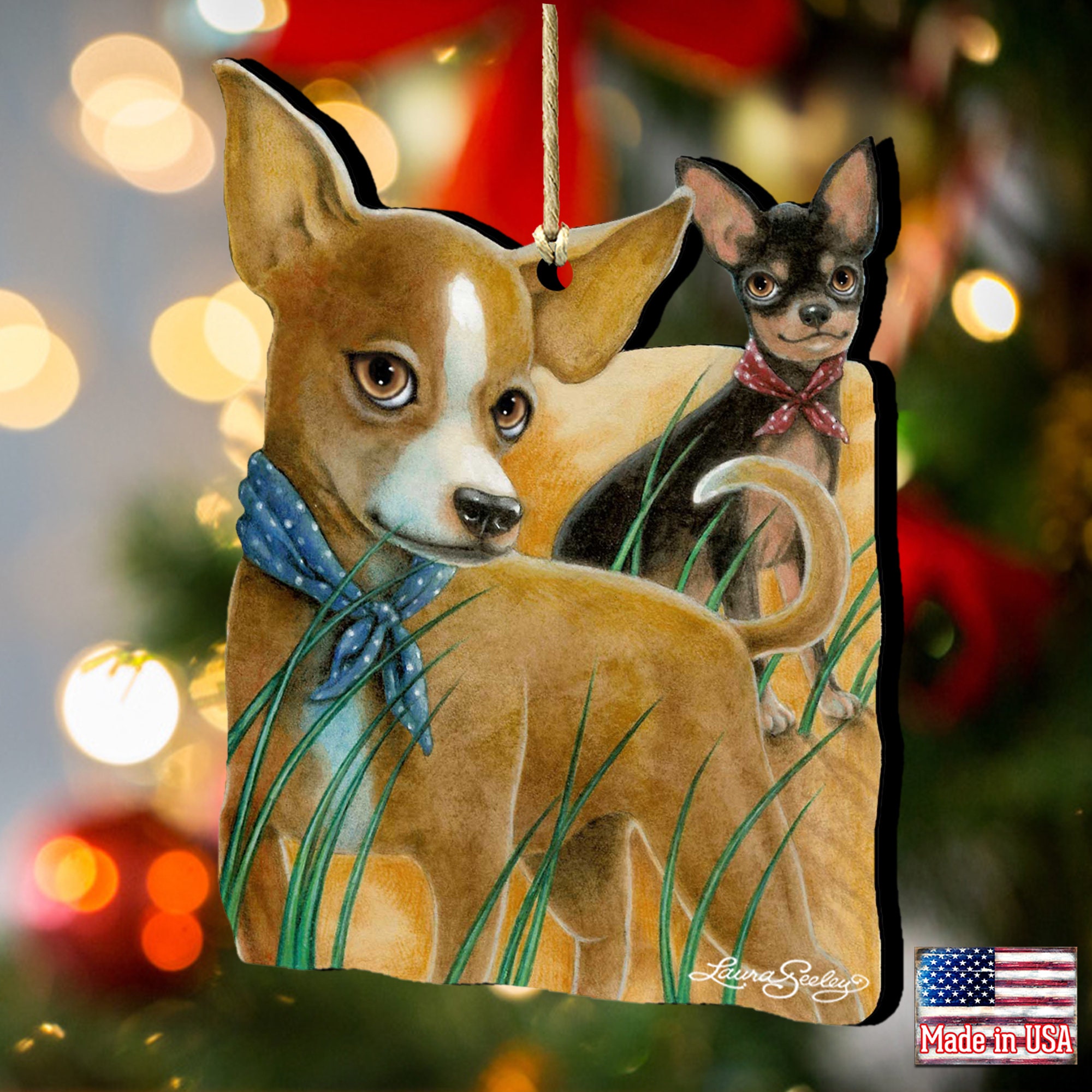 Chihuahua Christmas Ornaments Chihuahuas Wooden Ornaments by - Etsy