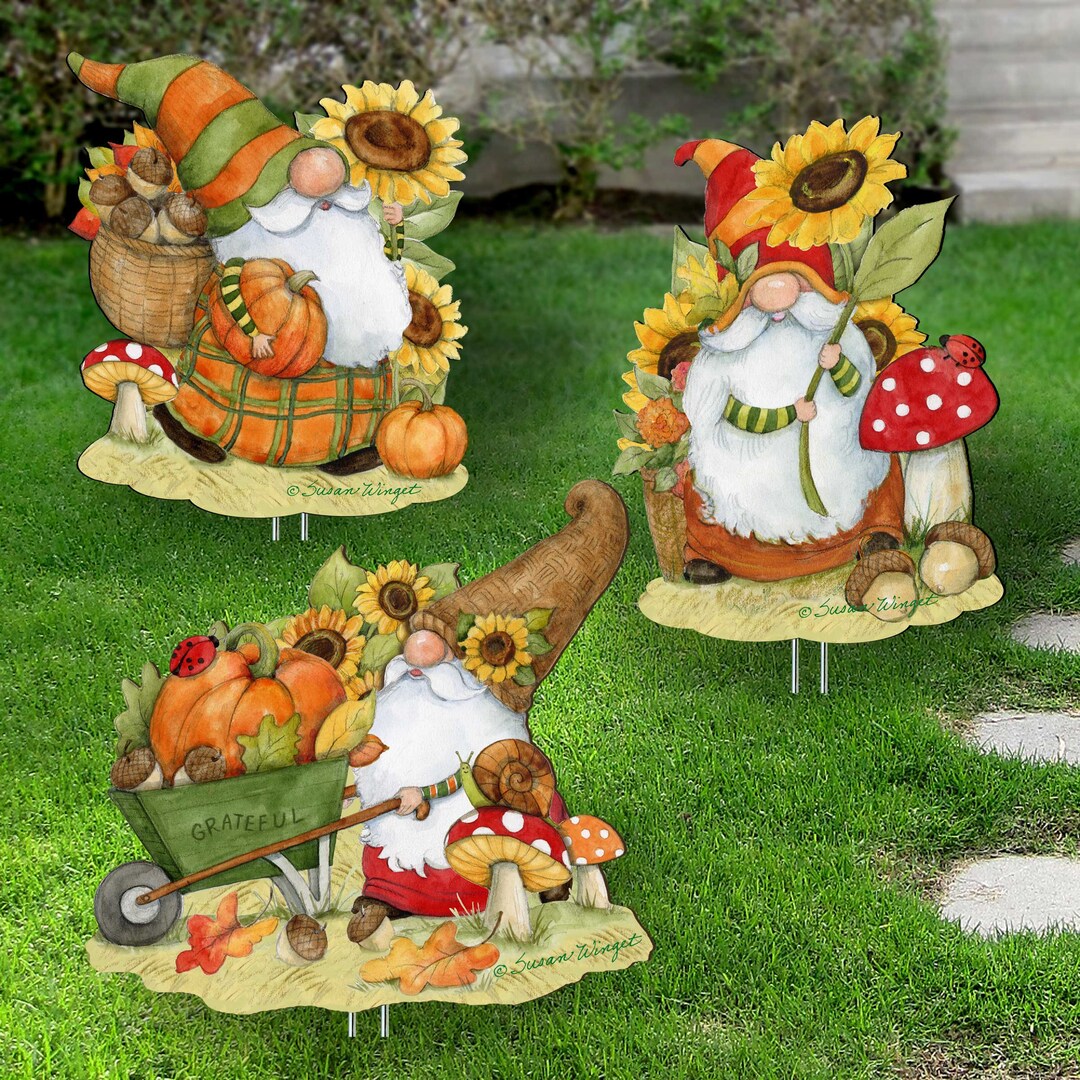 Fall Gnomes Garden Décor Set of 3 by Susan Winget - Etsy