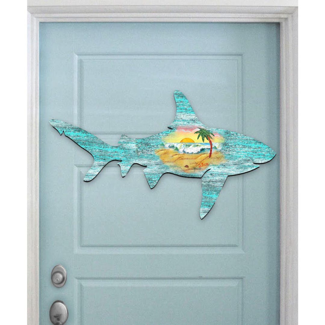 Shark Coastal Door Decor by G. Debrekht - Coastal Holiday Decor ...