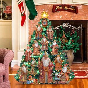 Santa-themed Christmas Tree Outdoor Indoor Décor Wooden Christmas ...
