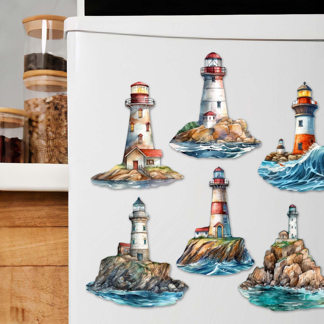 Coastal Lighthouse Magnets - Gift Set of 6 - 8090022G-S6 - Decorative ...