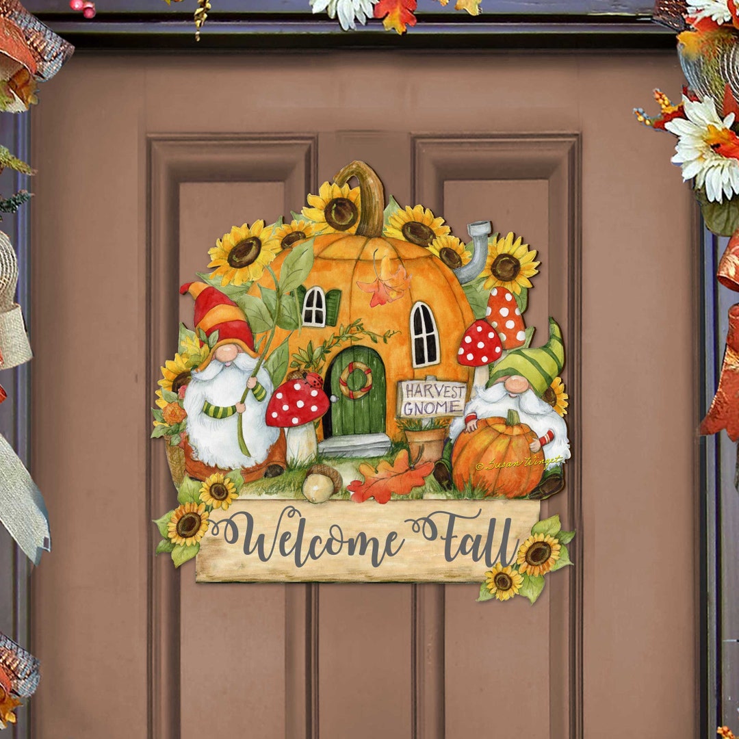 Handmade Harvest Welcome Sign With Cornucopia Design Susan Winget Art ...