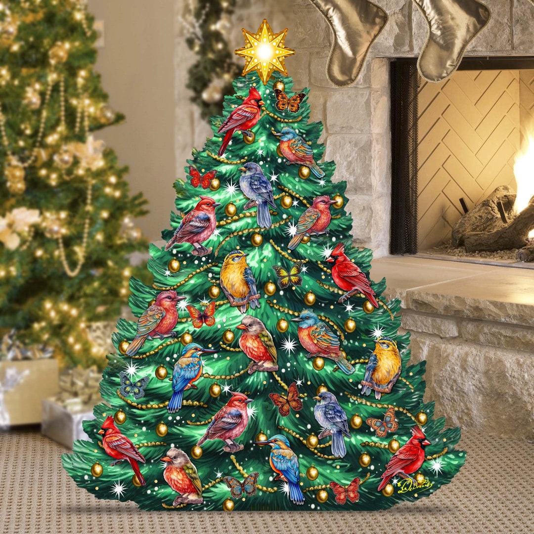 Christmas Birds-themed Christmas Tree Outdoor Indoor Décor Wooden ...