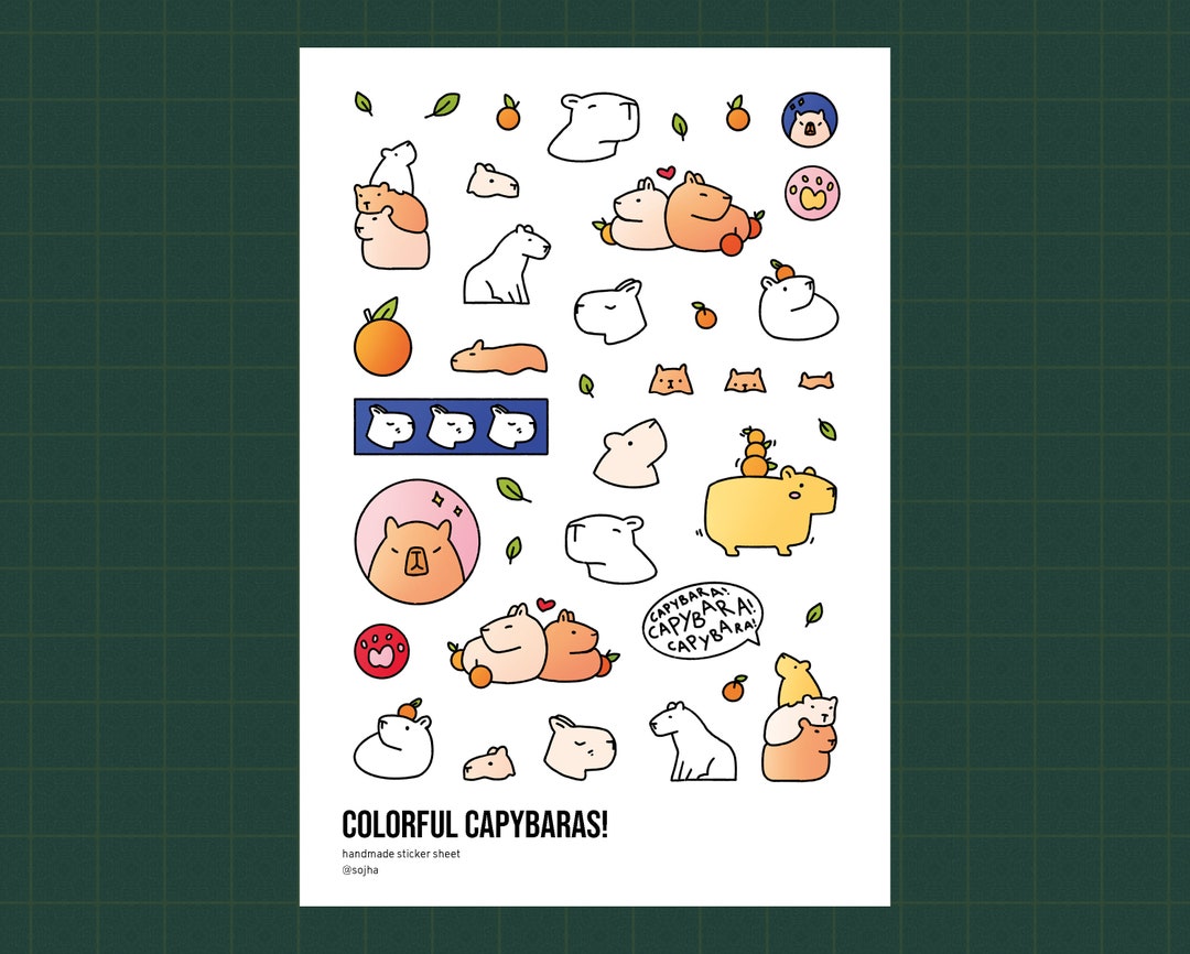 Cute Kawaii Capybara Sticker Sheet 45 Adorable Stickers for - Etsy