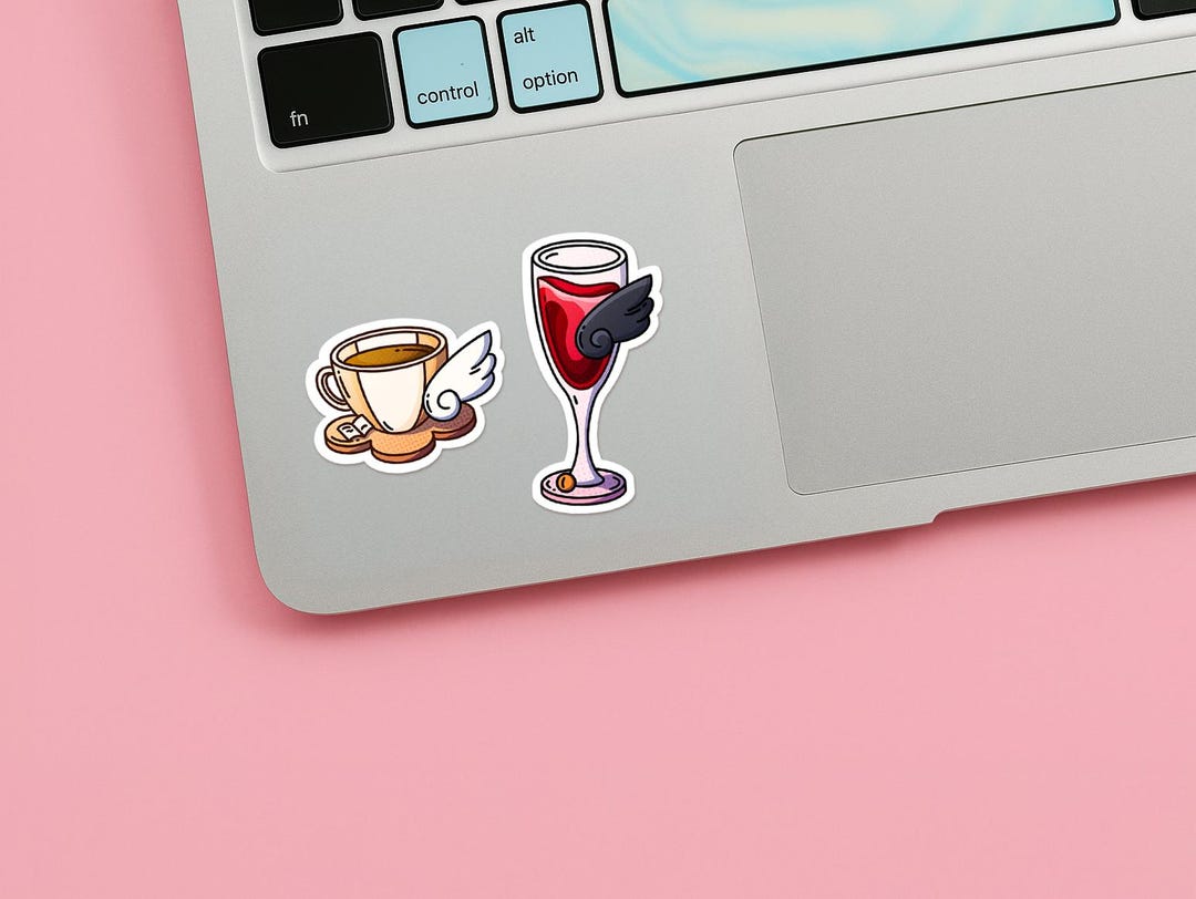Good Omens Sticker - Aziraphales Tea & Crowleys Wine | Angel Devil Pin ...