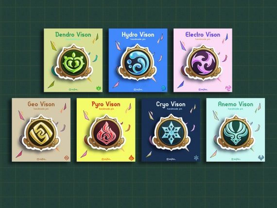 Genshin Impact Vision Pin Pyro Hydro Cryo Dendro - Etsy Ireland