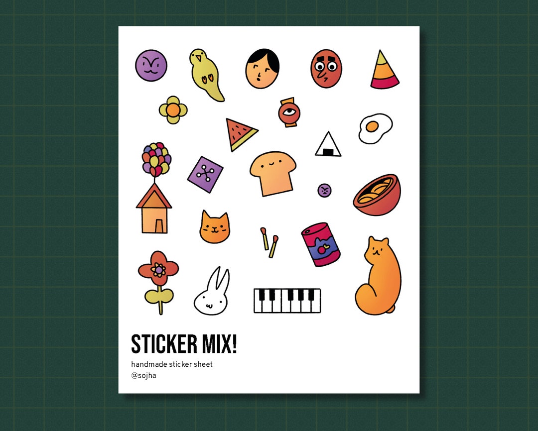 Sticker-set 22 Stickers Sticker Sheet, Handmade Sticker, Bullet Journal ...