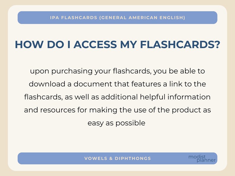 IPA Symbol Flashcards - Vowels & Diphthongs - Neutral Boho - Modist ...