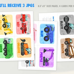 Color Learning Flashcards With Construction Trucks and Rescue Vehicles ...