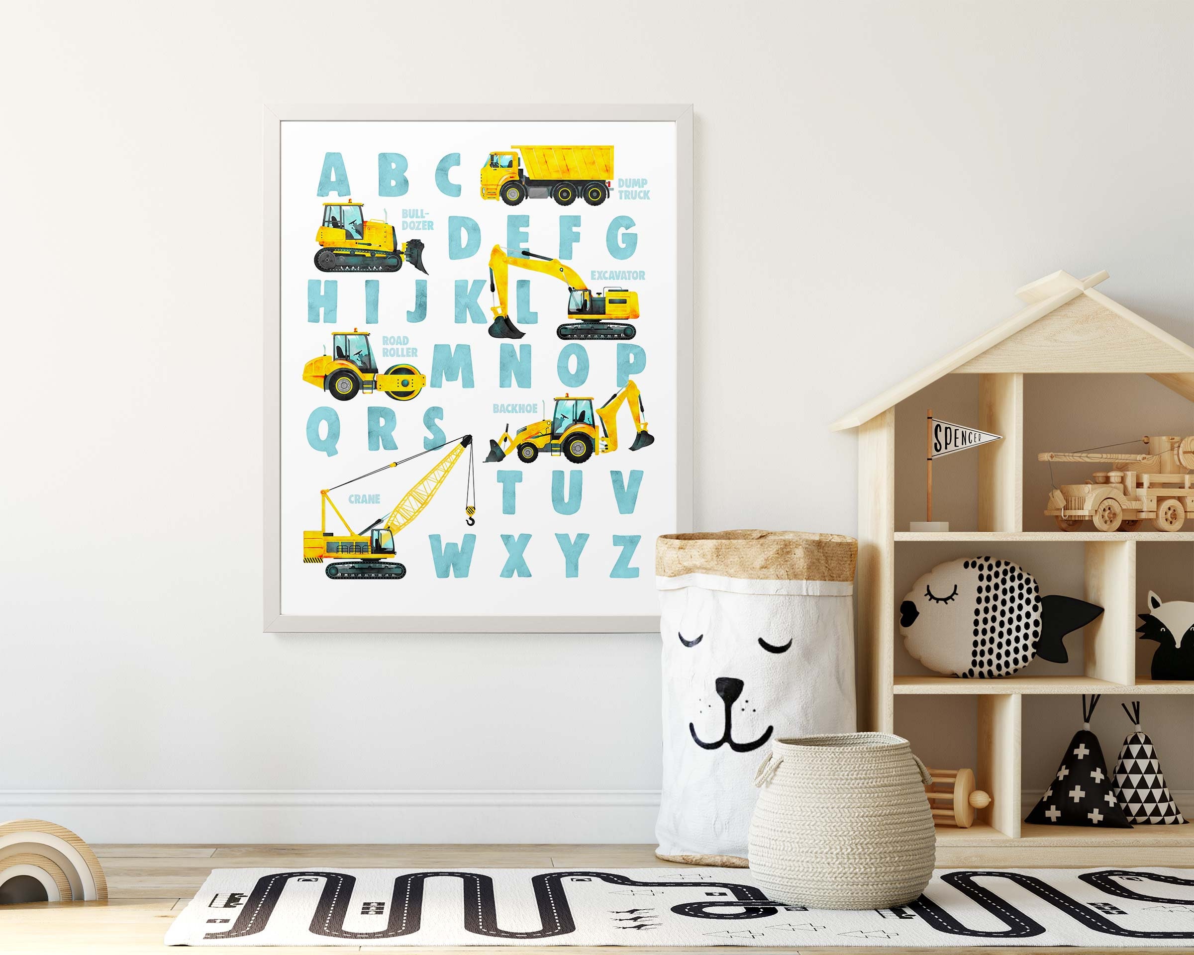 Construction Vehicle Alphabet Printable Watercolor Art, Truck and ...