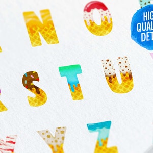 Ice Cream Alphabet and Numbers Set of 2 Printable Watercolor Art ...