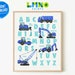 All Blue Construction Vehicle Alphabet Printable Watercolor - Etsy