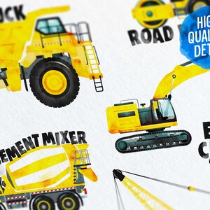Construction Vehicles Printable Watercolor Wall Art, Dump Truck and ...
