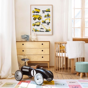 Construction Vehicles Printable Watercolor Wall Art, Dump Truck and ...