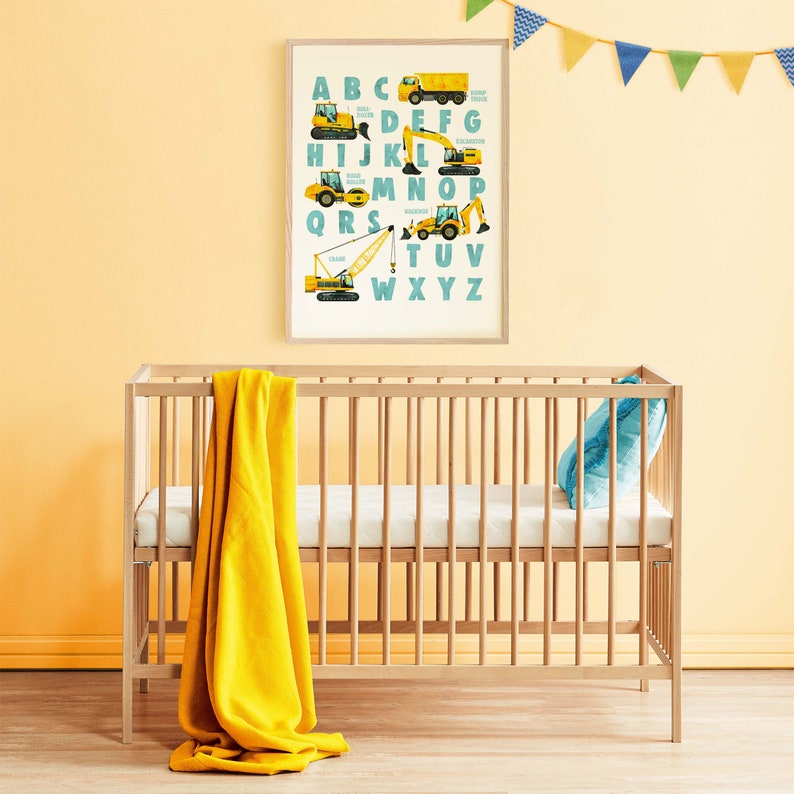 Construction Vehicle Alphabet Printable Watercolor Art, Truck and ...