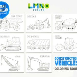 Construction Vehicle Coloring Book Pages, Printable Transportation Art ...