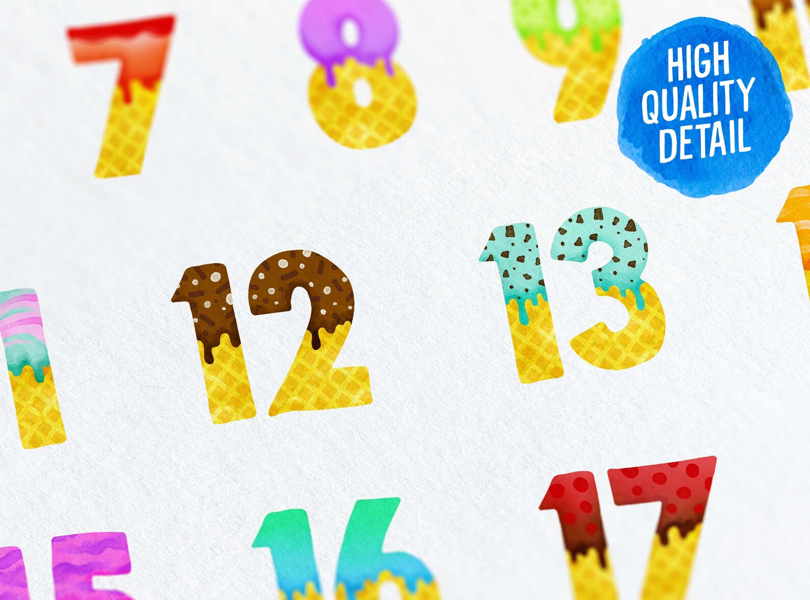 Ice Cream Numbers Printable Watercolor Art Fun Homeschool | Etsy