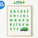 Garbage Truck Alphabet Printable Watercolor Wall Art, Green Dump Truck ...