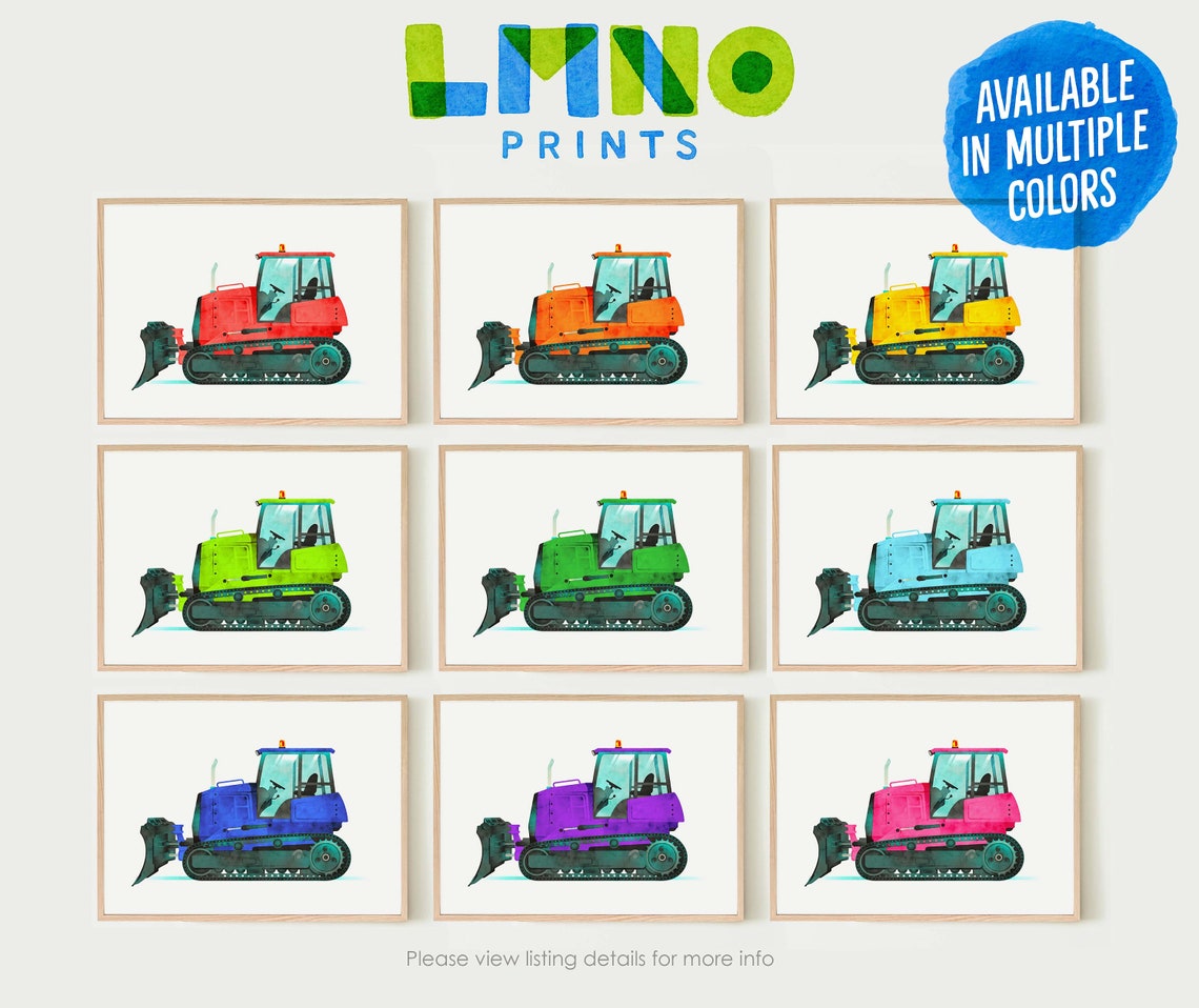 Light Blue Bulldozer Printable Watercolor Art Construction - Etsy