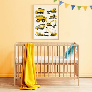 Construction Vehicles Printable Watercolor Wall Art, Dump Truck and ...