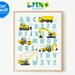 Construction Vehicle Alphabet Printable Watercolor Art, Truck and ...