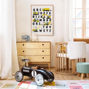 Construction Vehicle Alphabet Printable Watercolor Art, Black and ...